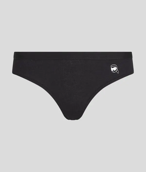 Karl Lagerfeld Ikon Ribbed Brazilian Briefs - Black