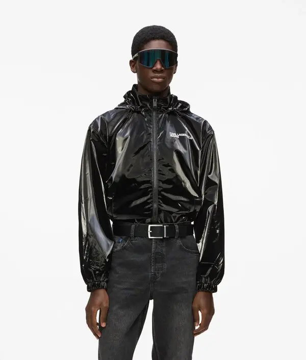 KL JEANS Jeans Shiny Hooded Bomber Jacket - Black