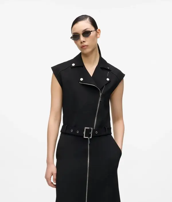 Karl Lagerfeld Sleeveless Jersey Biker Sweatshirt - Black