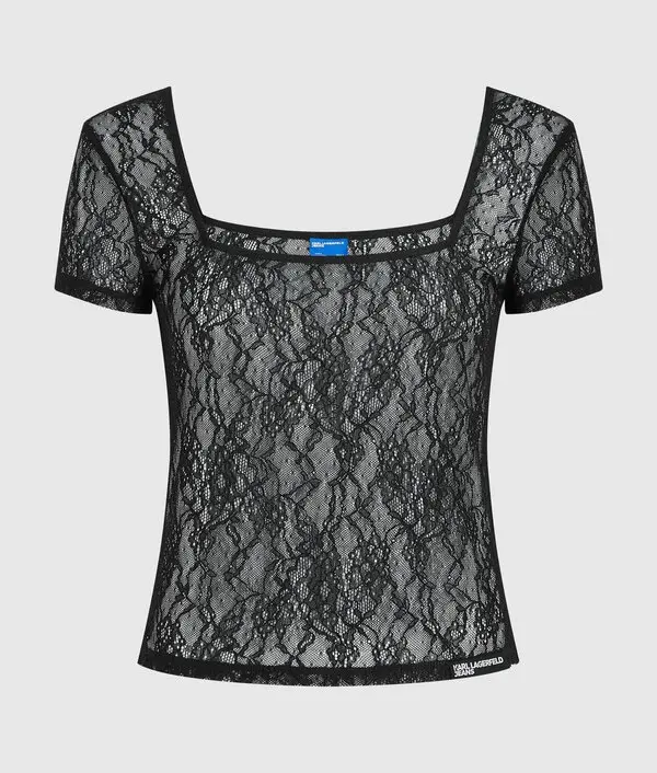 KL JEANS Jeans Fitted Lace Cap Sleeve Top