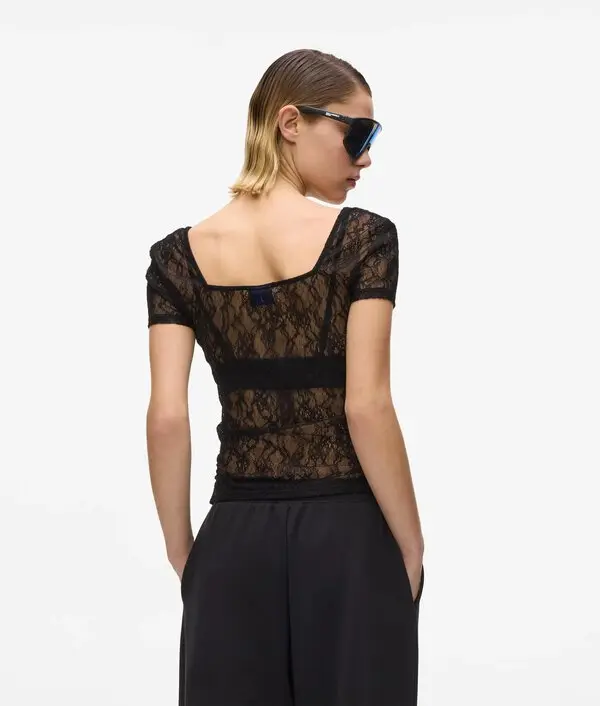 KL JEANS Jeans Fitted Lace Cap Sleeve Top