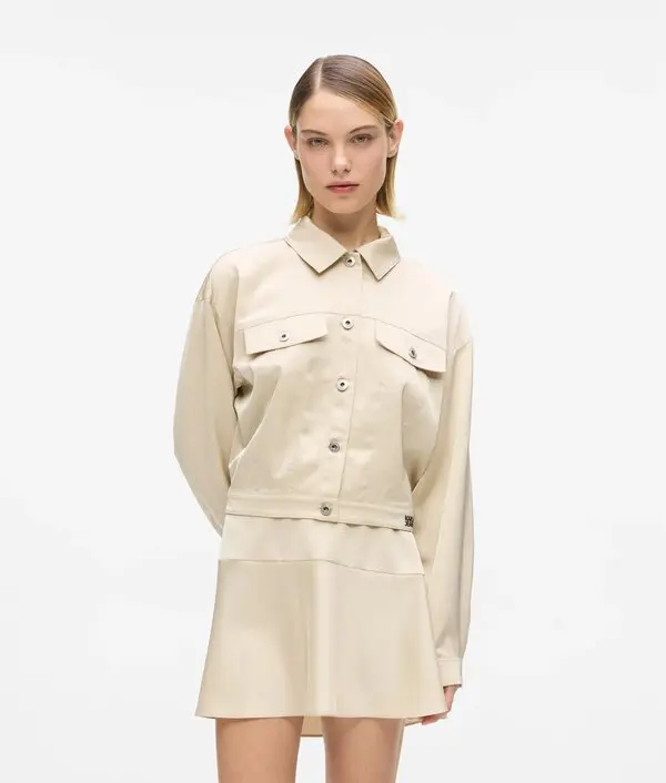 KL JEANS Jeans Satin Cut-out Cropped Jacket - Champagne