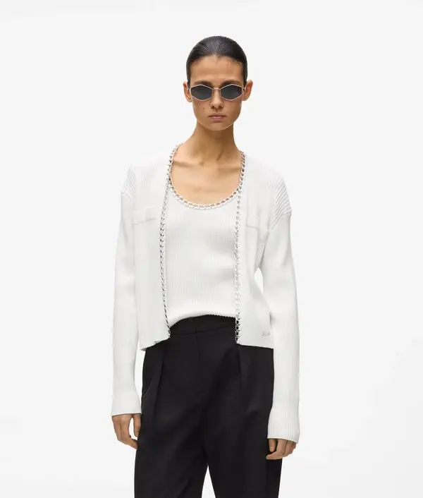 Karl Lagerfeld Chain Detail Knit Cardigan