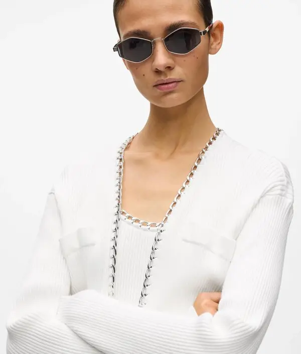 Karl Lagerfeld Chain Detail Knit Cardigan
