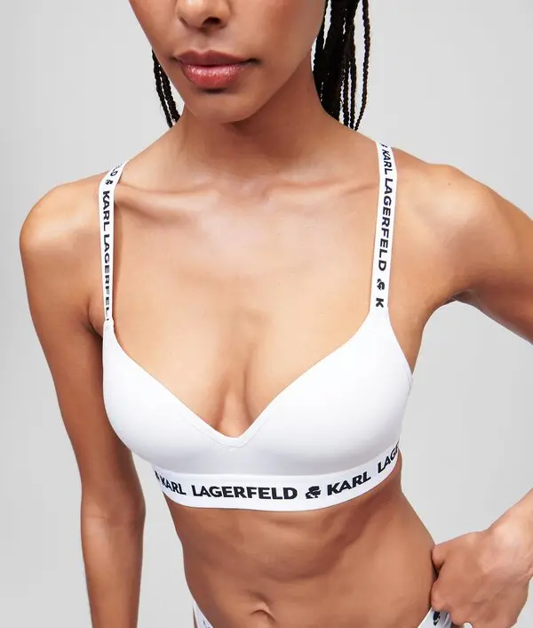 Karl Lagerfeld Logo Padded Bra - White