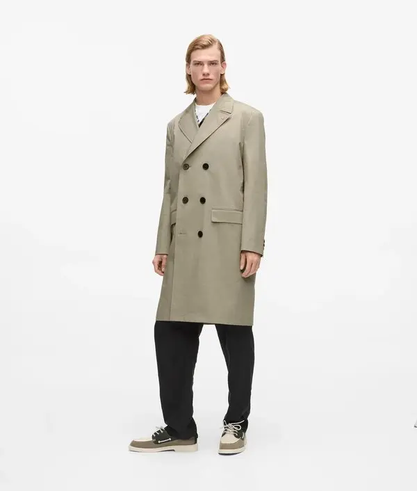 Karl Lagerfeld Double-breasted Cotton Overcoat