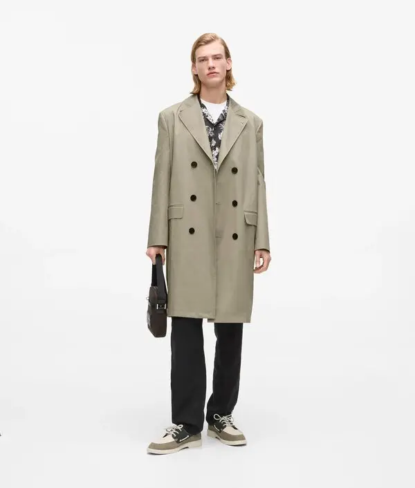 Karl Lagerfeld Double-breasted Cotton Overcoat
