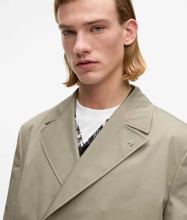 Karl Lagerfeld Double-breasted Cotton Overcoat - Laurel Oak