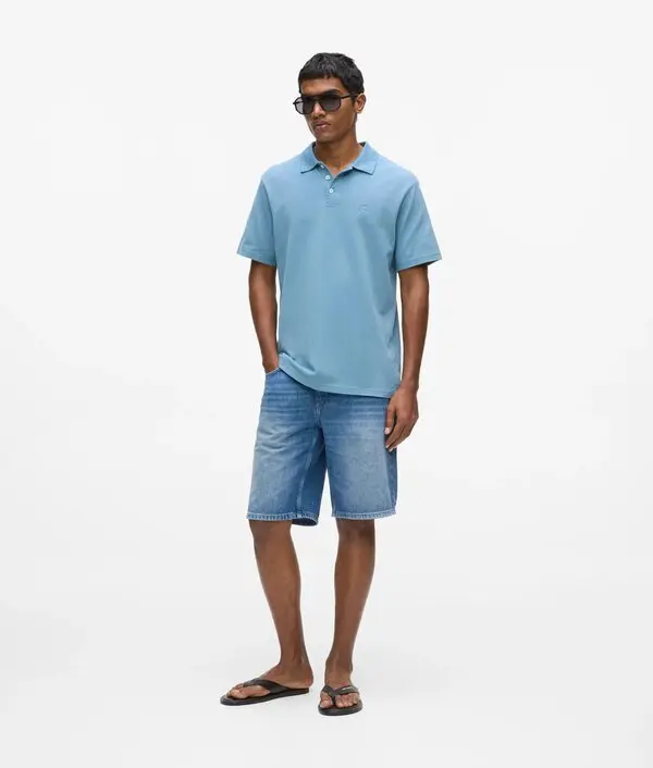 Karl Lagerfeld Straight Denim Shorts - Washed Light Blue