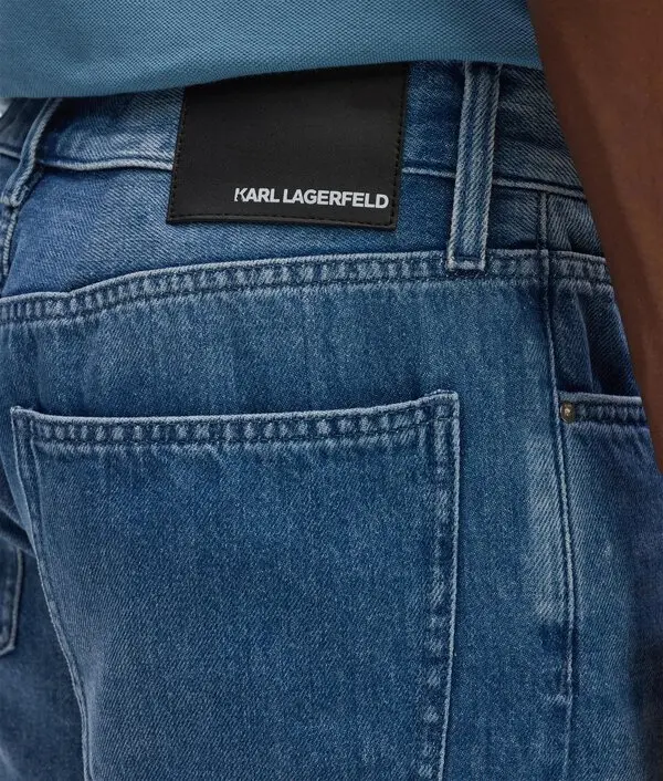 Karl Lagerfeld Straight Denim Shorts - Washed Light Blue