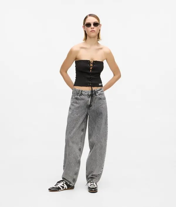 KL JEANS Jeans Mid Rise Barrel Leg Jeans - Acid Dark Grey