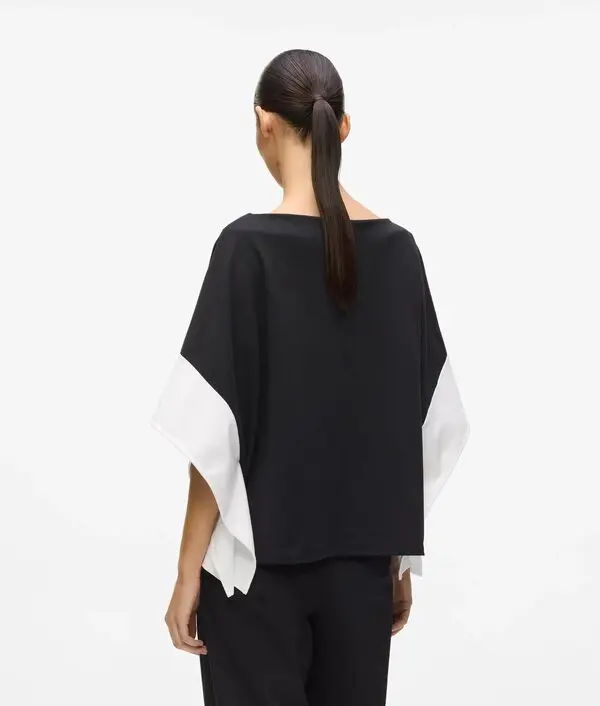 Karl Lagerfeld Wide Sleeve Top With Embroidered Logo