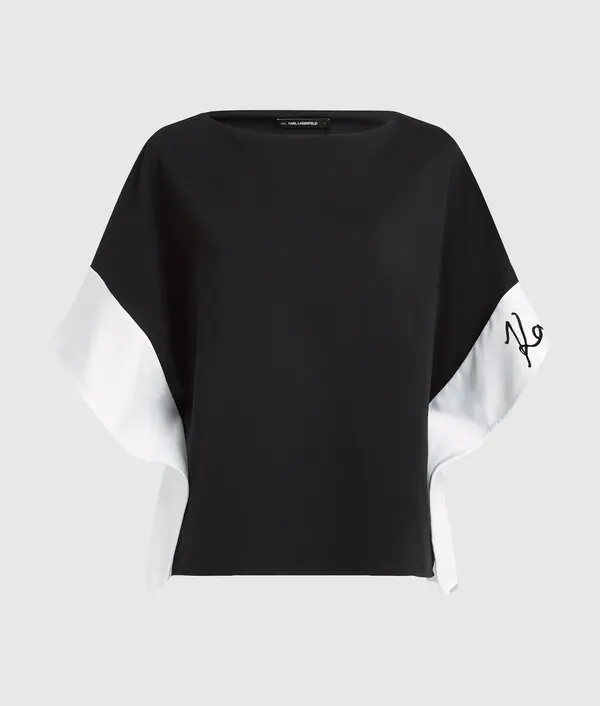 Karl Lagerfeld Wide Sleeve Top With Embroidered Logo