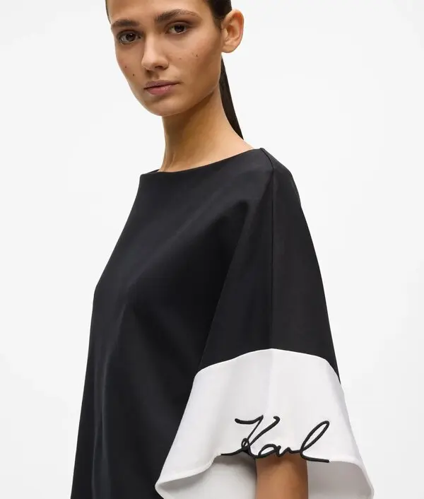 Karl Lagerfeld Wide Sleeve Top With Embroidered Logo