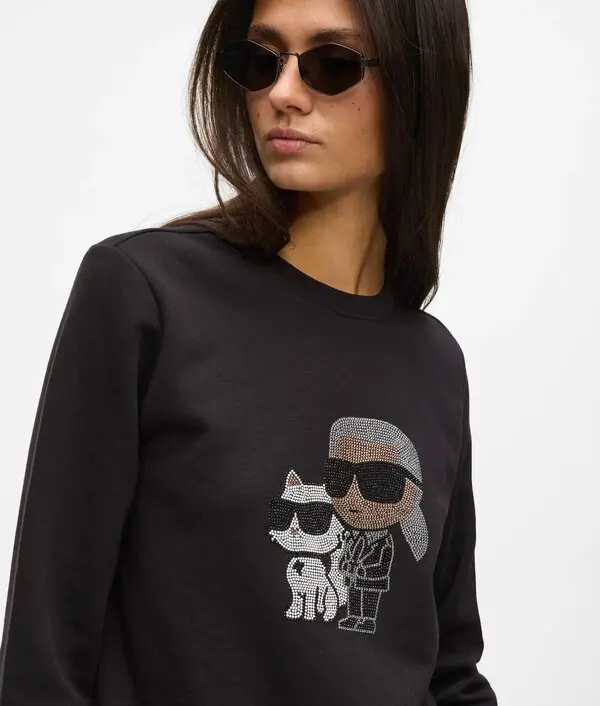 Karl Lagerfeld Ikon Rhinestone Karl & Choupette Sweatshirt