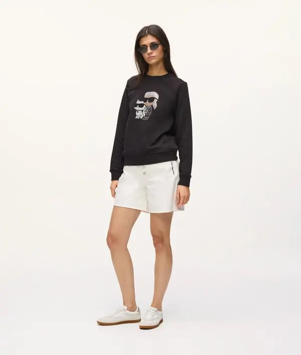 Karl Lagerfeld Ikon Rhinestone Karl & Choupette Sweatshirt