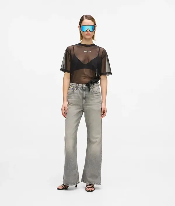 KL JEANS High-rise Gray Flare Jeans - Soft Washed Black