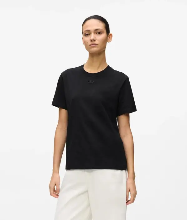 Karl Lagerfeld Signature Regular T-shirt In Organic Cotton - Black