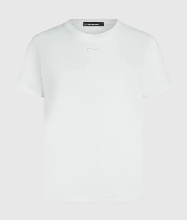 Karl Lagerfeld Signature Regular T-shirt In Organic Cotton - White