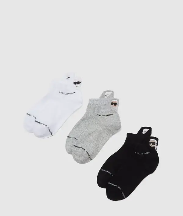 Karl Lagerfeld Ikon Sock Three-pack - Black/white/grey
