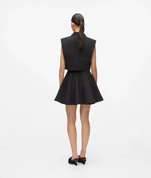 Karl Lagerfeld Flared Mini Skirt With Pleats And Logo Charm