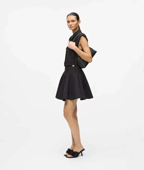 Karl Lagerfeld Flared Mini Skirt With Pleats And Logo Charm