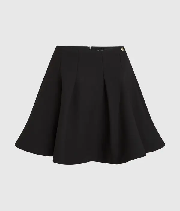 Karl Lagerfeld Flared Mini Skirt With Pleats And Logo Charm