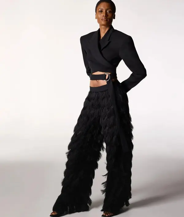 Karl Lagerfeld Wide-leg Fringed Pants