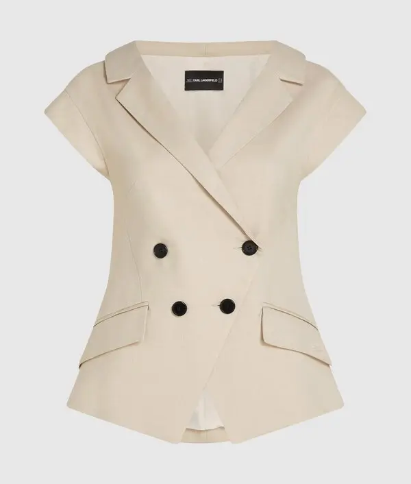 Karl Lagerfeld Cap-sleeved Double-breasted Blazer