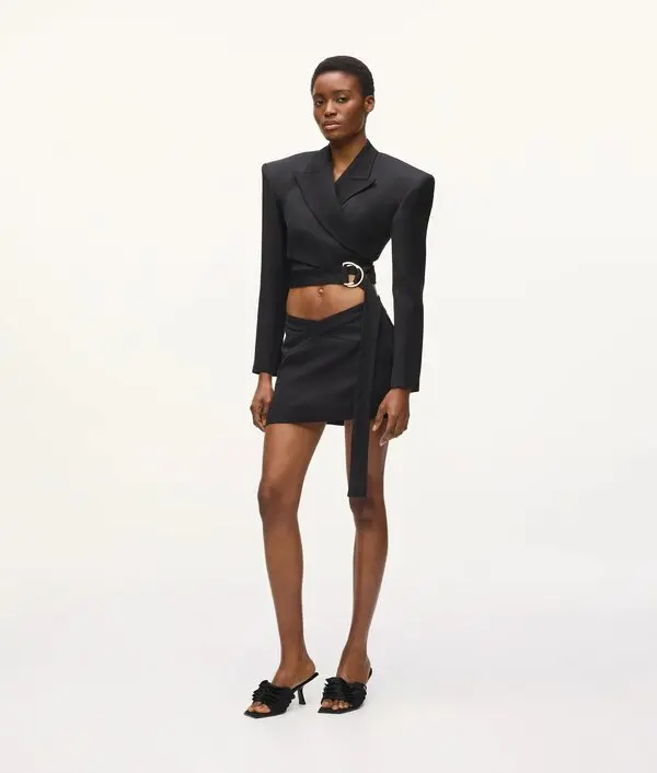 Karl Lagerfeld Mini Skort With X-panel Construction - Black