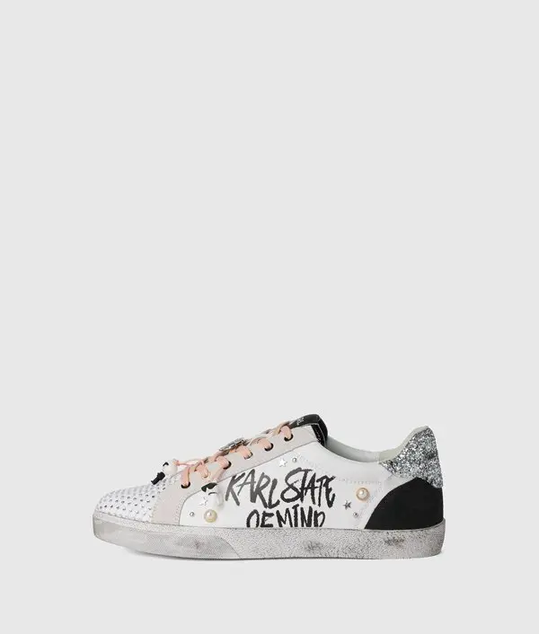Karl Lagerfeld Karl Quote Studded Sneakers - Black/white