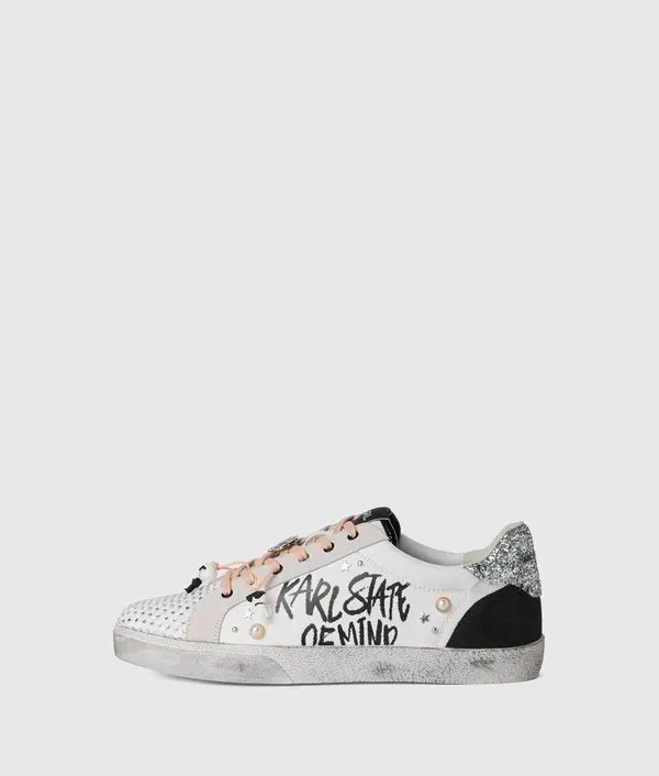Karl Lagerfeld Karl Quote Studded Sneakers - Black/white