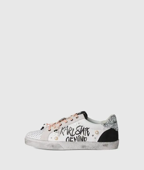 Karl Lagerfeld Karl Quote Studded Sneakers - Black/white