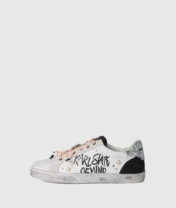 Karl Lagerfeld Karl Quote Studded Sneakers - Black/white