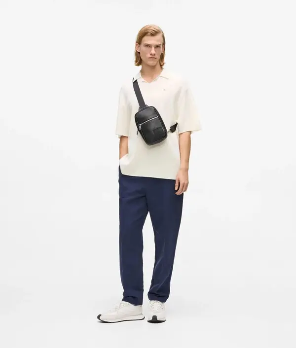Karl Lagerfeld Monogram Patch Sling Bag - Black