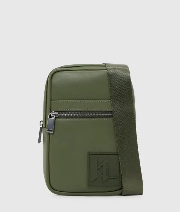 Karl Lagerfeld Monogram Patch Sling Bag - Green Olive