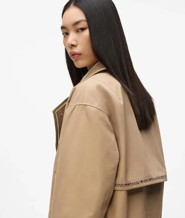 Karl Lagerfeld Embroidered Short Trench Coat