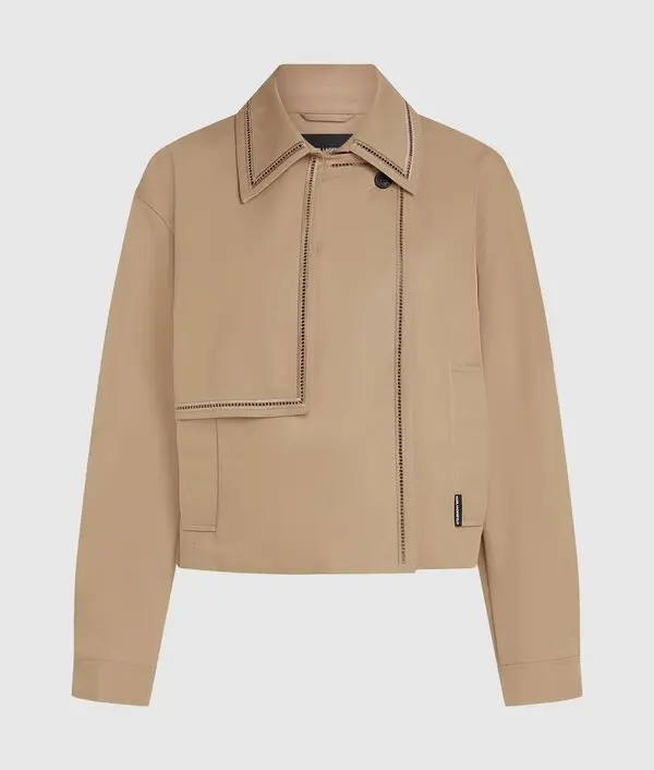 Karl Lagerfeld Embroidered Short Trench Coat