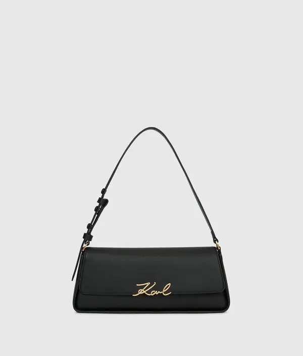 Karl Lagerfeld K/signature Elongated Shoulder Bag - Black/gold
