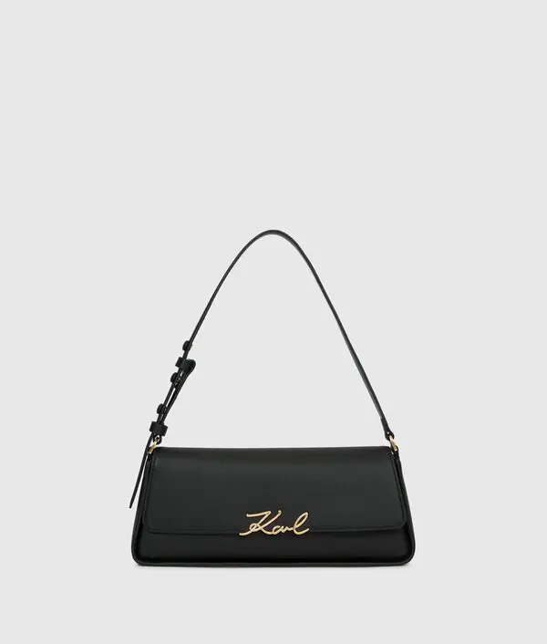 Karl Lagerfeld K/signature Elongated Shoulder Bag - Black/gold