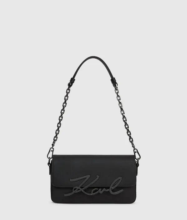 Karl Lagerfeld K/signature Small Chain Shoulder Bag - Black-gunmetal