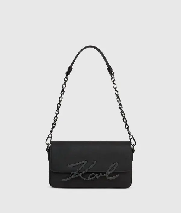 Karl Lagerfeld K/signature Small Chain Shoulder Bag - Black-gunmetal