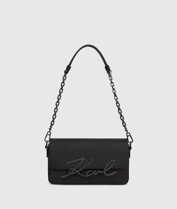 Karl Lagerfeld K/signature Small Chain Shoulder Bag - Black-gunmetal