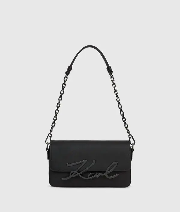 Karl Lagerfeld K/signature Small Chain Shoulder Bag - Black-gunmetal