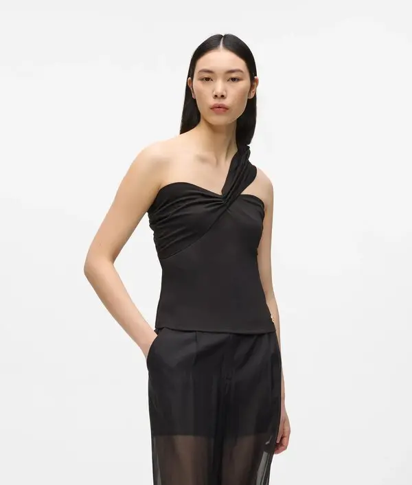 Karl Lagerfeld Draped One-shoulder T-shirt - Black