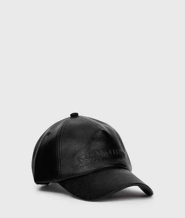 KL JEANS Jeans Cracked Faux-leather Cap - Black