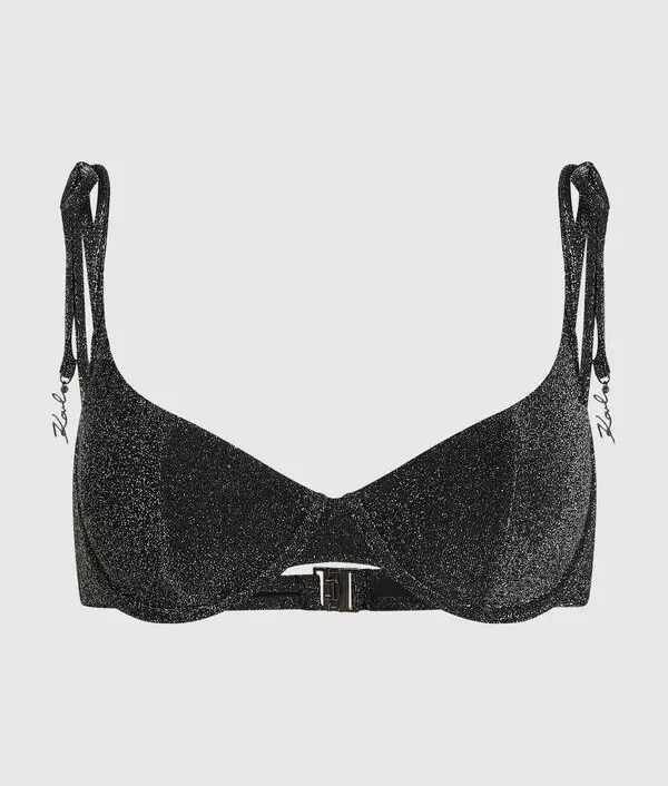 Karl Lagerfeld Signature Lurex Underwire Bikini Top - Black