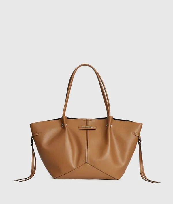 Karl Lagerfeld K/pierced Medium Tote Bag In Smooth Polyurethane - Caramel