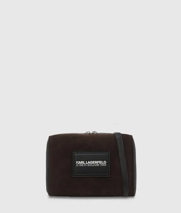 Karl Lagerfeld K/traveller Faux Suede Crossbody Bag - Fudge