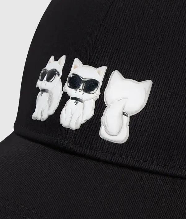 Karl Lagerfeld Ikon Choupette Baseball Cap - Black